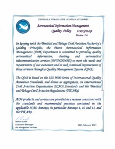 AIM Quality Policy – Trinidad and Tobago Civil Aviation Authority